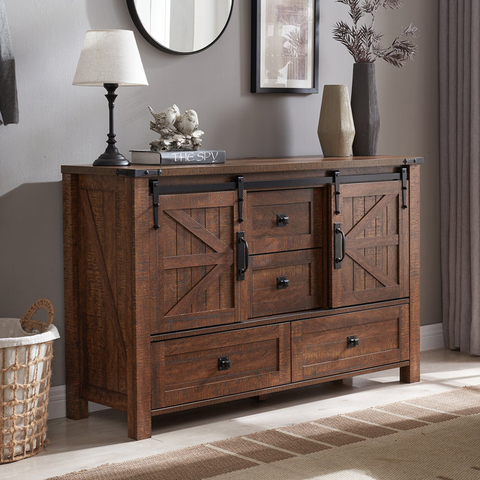 Gracie Oaks Terramuggus 48"W Farmhouse Chest of Drawers, Bedroom Dresser with 4 Drawers ...